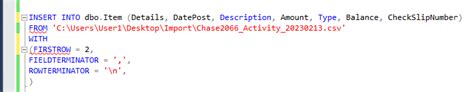 Query To Add Data From A Csv File To Specific Fields In An Existing Sql