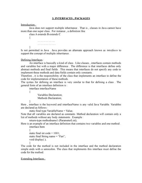 Interfaces And Packages 3 Interfaces Packages Introduction Java