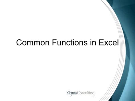some common functions to use in excel pptx
