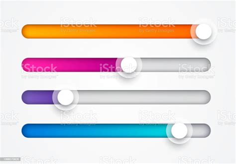 Vector Illustration Colorful Ui Switch Slider Or Loading Bar Set Stock
