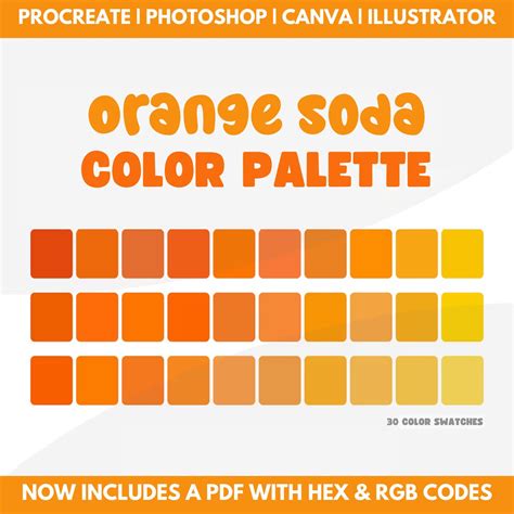 Orange Color Palette Hex Codes Rgb Codes Procreate Swatches Photoshop Swatches Illustrator