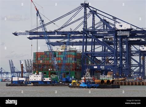 Steel Piles Onboard The Forth Constructor Barge Carrying Out Work At