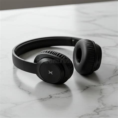 Black Over Ear Headphones Lying On A White Marble Surface The
