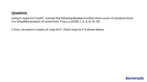Solved Using K Maps For F And F Convert The Following Boolean Function From A Sum Of Products