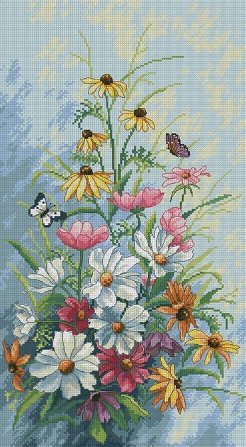 Набір для вишивання хрестом ВДВ с муліне ДМС Літній ранок 20х40 см М 0270 фото відгуки