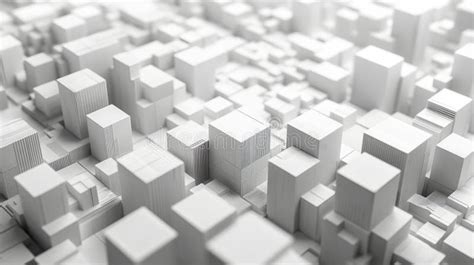 Abstract Minimalist Cityscape Model For Urban Design And Architecture Visualization Stock
