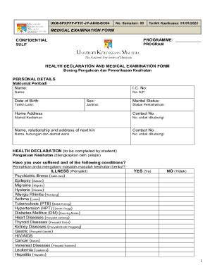 Fillable Online 1 HEALTH DECLARATION AND MEDICAL EXAMINATION Fax Email Print PdfFiller