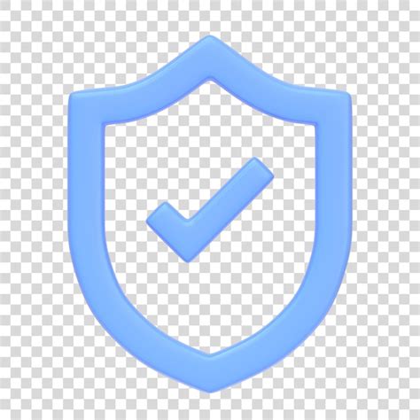 Premium Psd Blue Outline Shield Shape With Tick Symbol Isolated On White Background 3d Icon