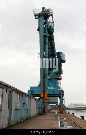 Equipment For Unloading Bulk Grain From Ships Hold At Grain Terminal Port Stock Photo Alamy