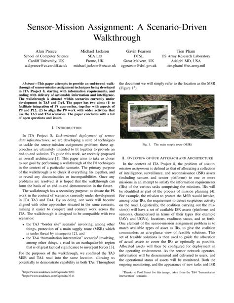 Pdf Sensor Mission Assignment A Scenario Driven Walkthrough