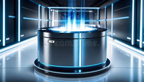 Futuristic Quantum Computer In Neon Lit Server Room Stock Image Image