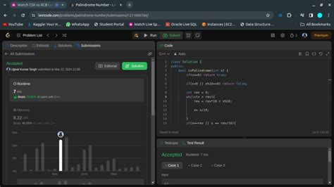 leetcode challenge palindrome number ujjwal kumar singh posted on