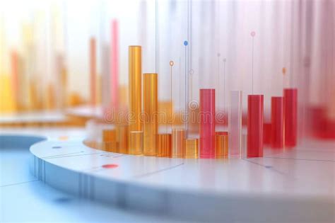 Analyzing Abstract Column Chart Diagram With Connection Points And Soft