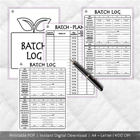 Freeze Drying Log Book Pdf 45 Pages Journal Printable Planner Harvest Right 8 5x11 Instant