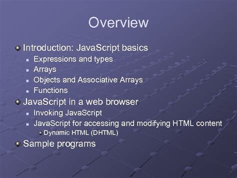 Java Script Overview Introduction Java Script Basics