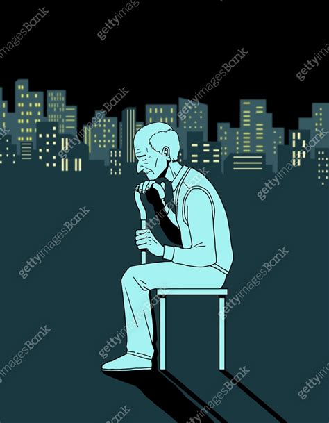 외로움 컨셉 한명 사람의수 어두운표정 감정 마음챙김 정신건강 주제 우울 슬픔 생각 컨셉 노인 성인 이미지 Jv13141565