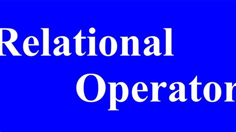 Relational Operator Youtube