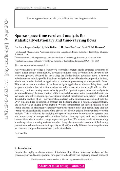 Pdf Sparse Space Time Resolvent Analysis For Statistically Stationary