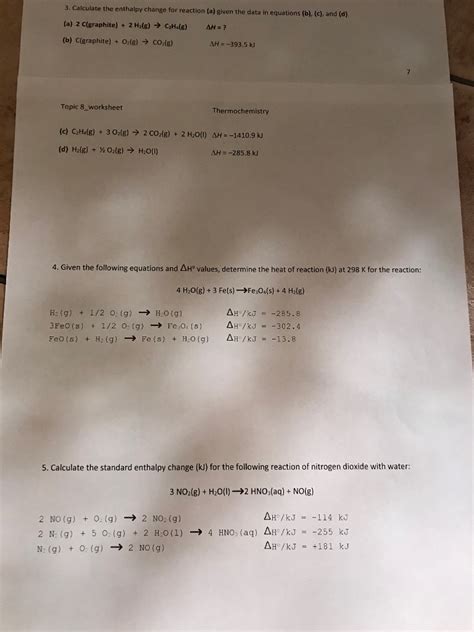 Solved Calculate The Enthalpy Change For Reaction A Chegg