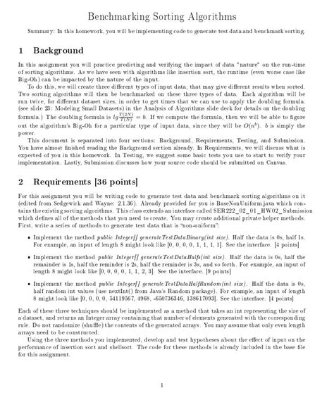 Benchmarking Sorting Algorithms Summary In This