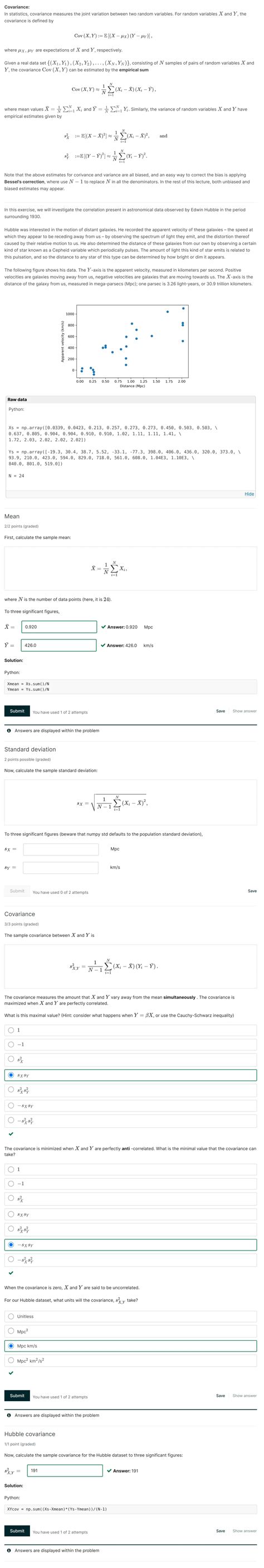 Solved Covariance In Statistics Covariance Measures The Chegg Com