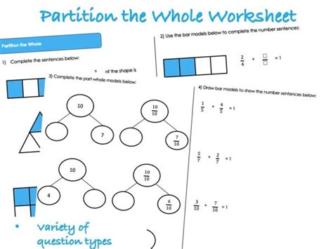 Partition The Whole Worksheet Year 3 Teaching Resources