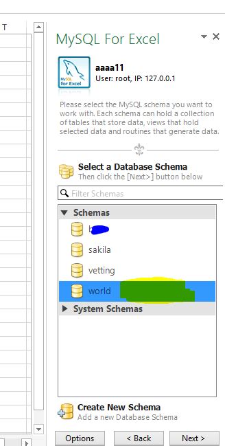 MySQL Workbench And MS Excel