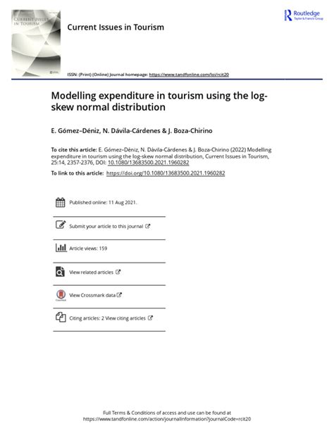Modelling Expenditure In Tourism Using The Log Skew Normal Distribution Pdf Akaike