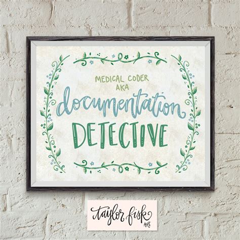 Medical Coding Printable Art Digital Download Documentation Detective Etsy