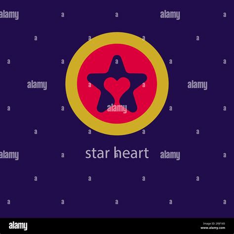 Heart Logo Inside Modern Star Unique Color Transitions Round Label Logo Template Vector Stock
