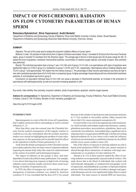 Pdf Impact Of Post Chernobyl Radiation On Flow Cytometry Parameters Of Human Sperm