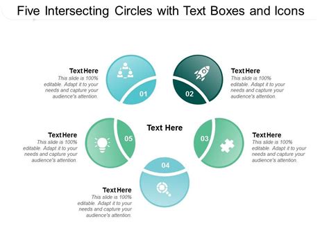 five intersecting circles with text boxes and icons ppt powerpoint