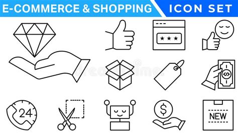 E Commerce And Shopping Icons Collection Set Online Shopping Thin Line Icons Stock Illustration