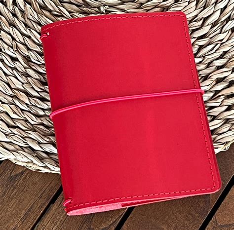 Red Leather Passport Notebook Travel Journal With Pockets And Elastic Etsy