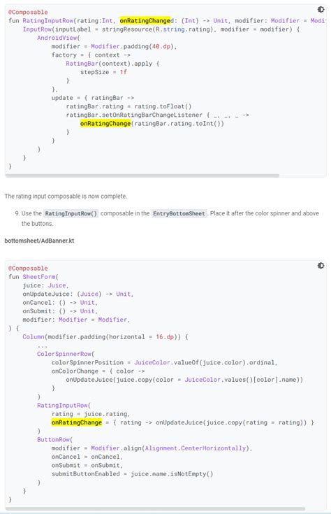 RatingInputRow Argument Mismatch Issue 12 Google Developer
