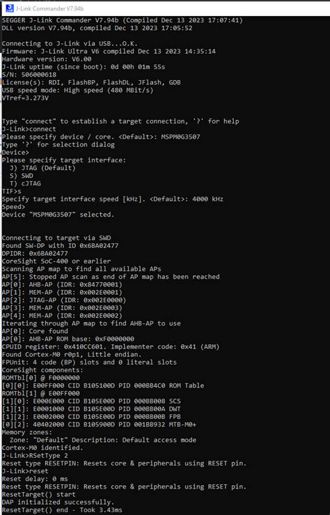 Reset Behavior With J Link Ultra On Mspm0g3507 Microcontroller J Link Flasher Related