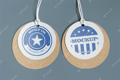 Premium Psd Rounded Label Tag Mockup Design