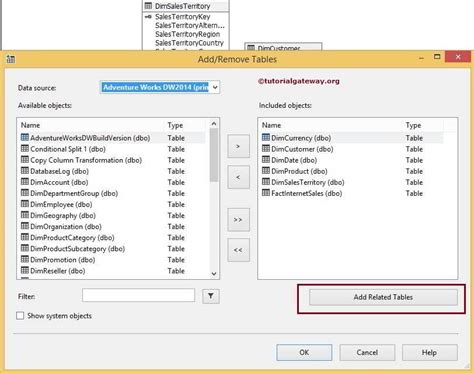 Add Or Remove Tables From Data Source View In Ssas