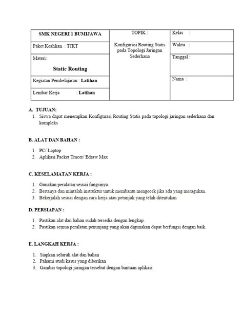 Latihan Static Routing Pdf