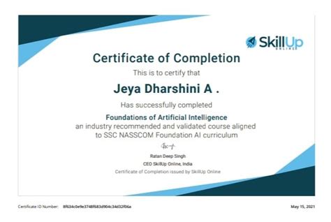 Jeya Dharshini A On Linkedin Course Completion Certificate