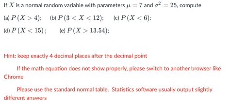 Solved If X is a normal random variable with parameters μ Chegg