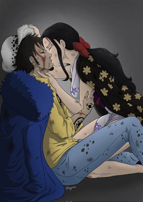 Nico Robin Trafalgar Law One Piece Highres Boy Girl Arm Tattoo Black Hair Blood Blood