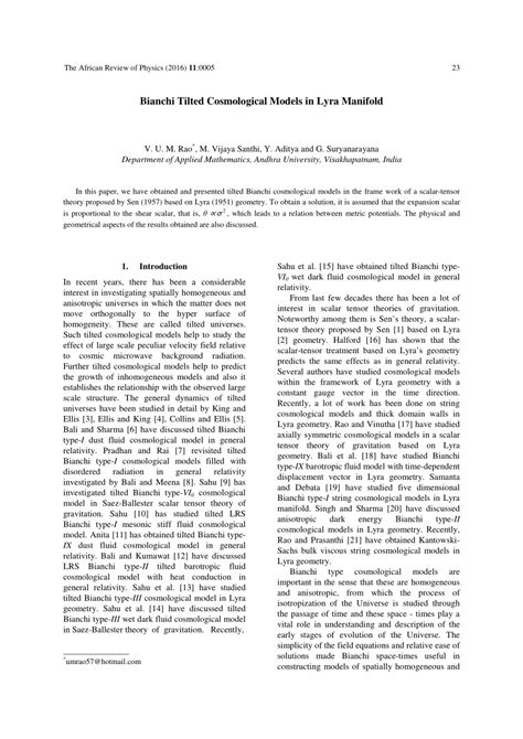 PDF Bianchi Tilted Cosmological Models In Lyra Manifold