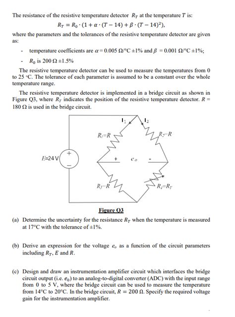Solved The Resistance Of The Resistive Temperature Detector Chegg