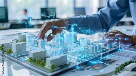 ภาพประกอบสต็อก Building Information Modeling Bim Software Being Used To Plan And Visualize