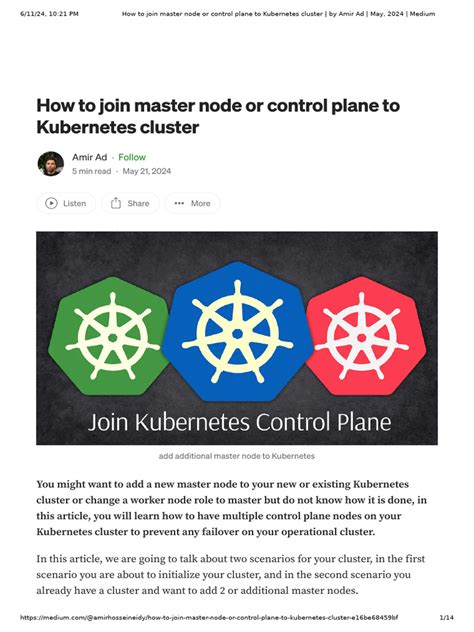 how to join master node or control plane to kubernetes cluster by