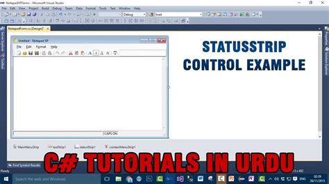 Part 10 Create Notepad Application Using C In Urdu Statusstrip