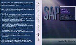 SAP How To Write An Interface Functional Specification By Linda R Timms Goodreads