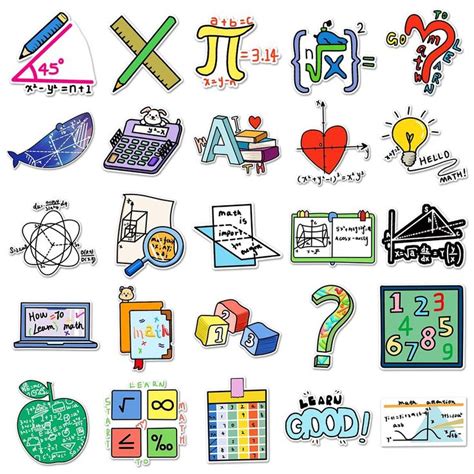 50 Pcs Cartoon Mathematical Formula Creative Sticker Pvc Fashion Diary Diy Skateboard Waterproof
