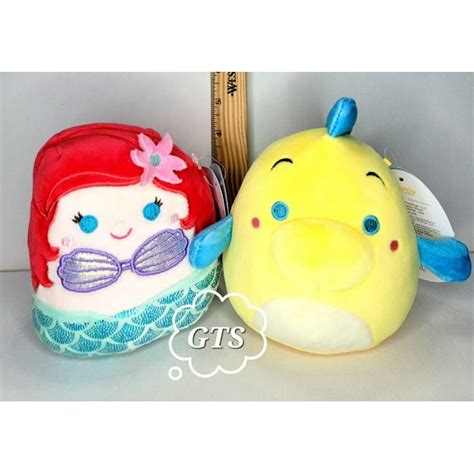 Squishmallow 5 Disney Ariel Flounder Little Mermaid 2 Pc Bundle Plush